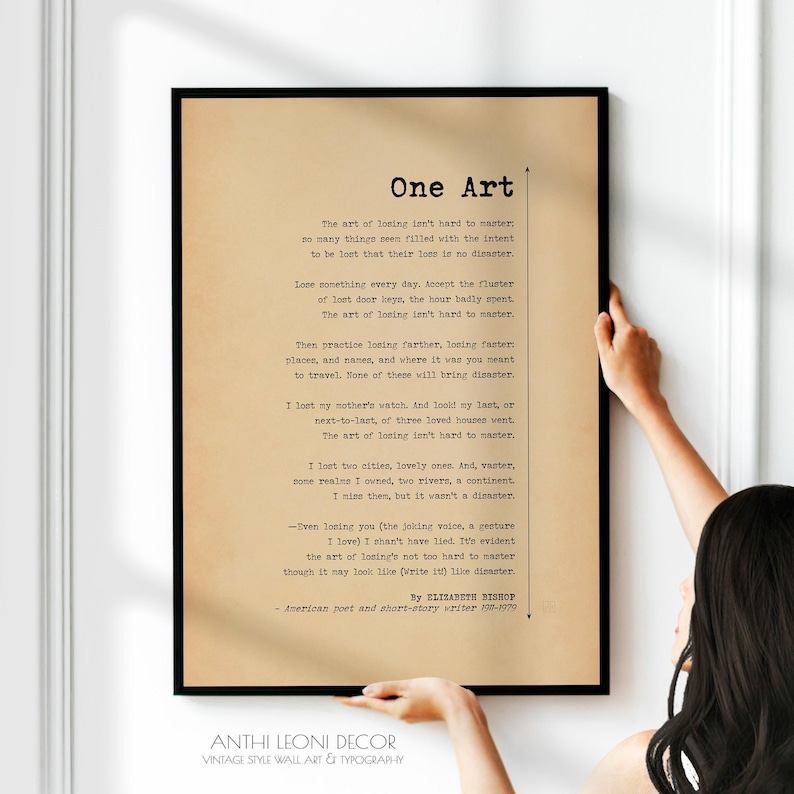 Elizabeth Bishop 'one Art' Poem Print - Literary Wall Art - Etsy