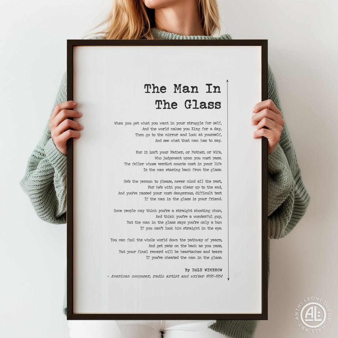 The Man in the Glass Poetry Wall Art by Dale Wimbrow | Inspirational ...