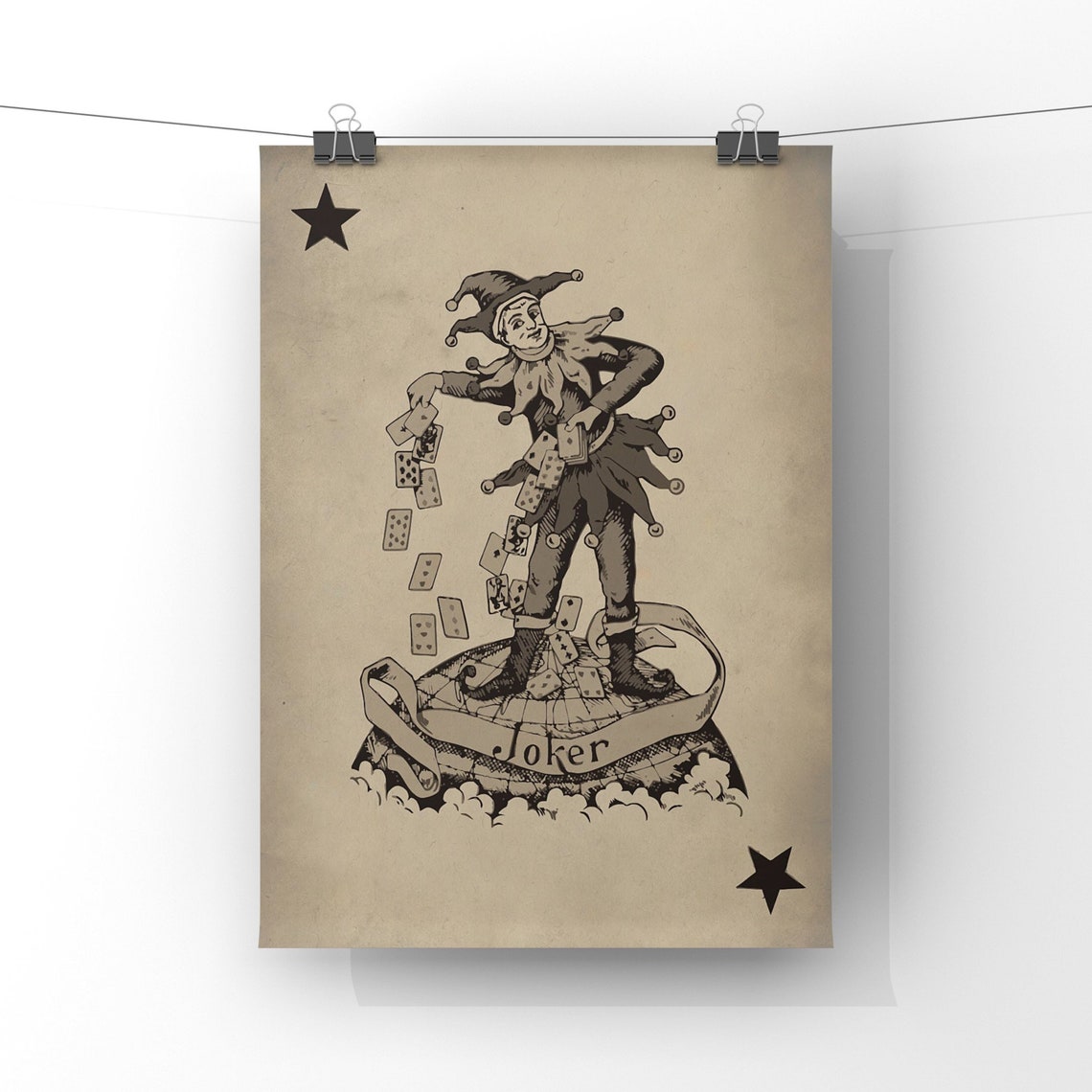 Black Joker Playing Card Poster Print Vintage Poker Cards - Etsy