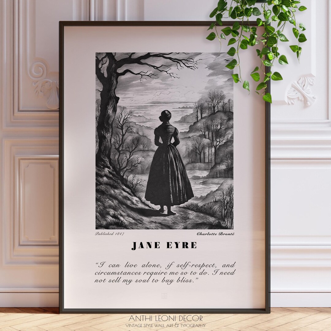 Jane Eyre Print - Gothic Novel Wall Art, Charlotte Bronte Literary Gift ...
