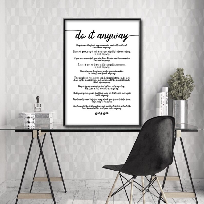 Do It Anyway Poem by Kent M Keith Paradoxical Commandments - Etsy