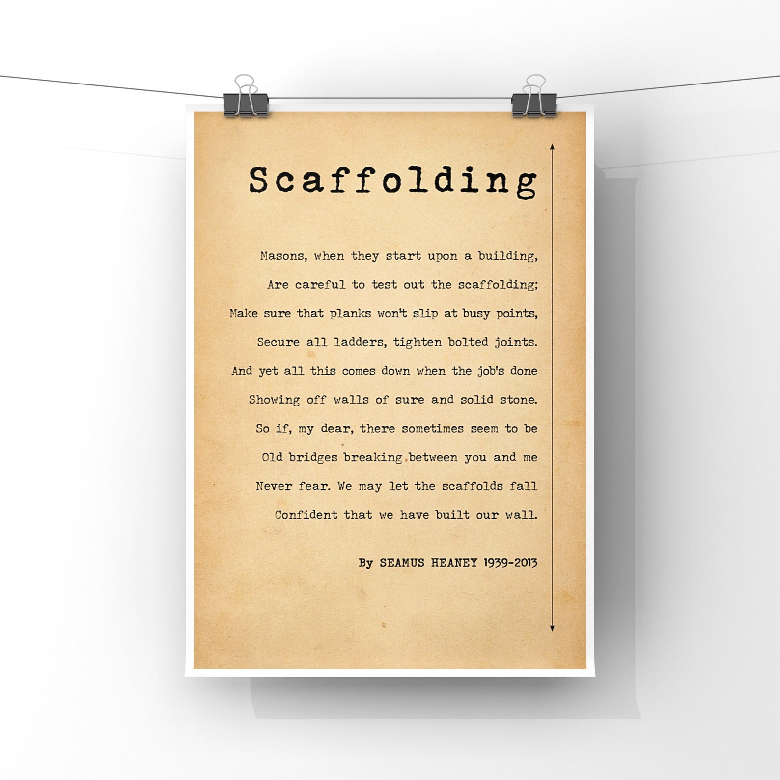 Scaffolding Poem by Seamus Heaney Poster Print Love Poetry | Etsy