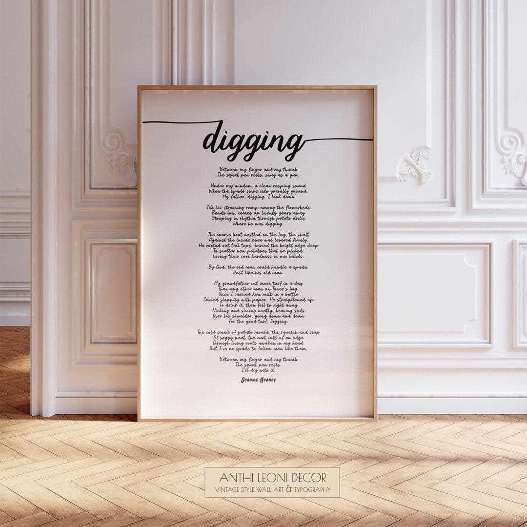 Digging Poem Seamus Heaney Script Font Poem Print Poetry About ...