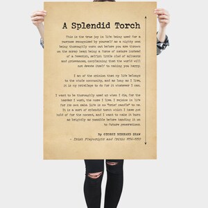 A Splendid Torch Quote by George Bernard Shaw Poster Quote - Etsy