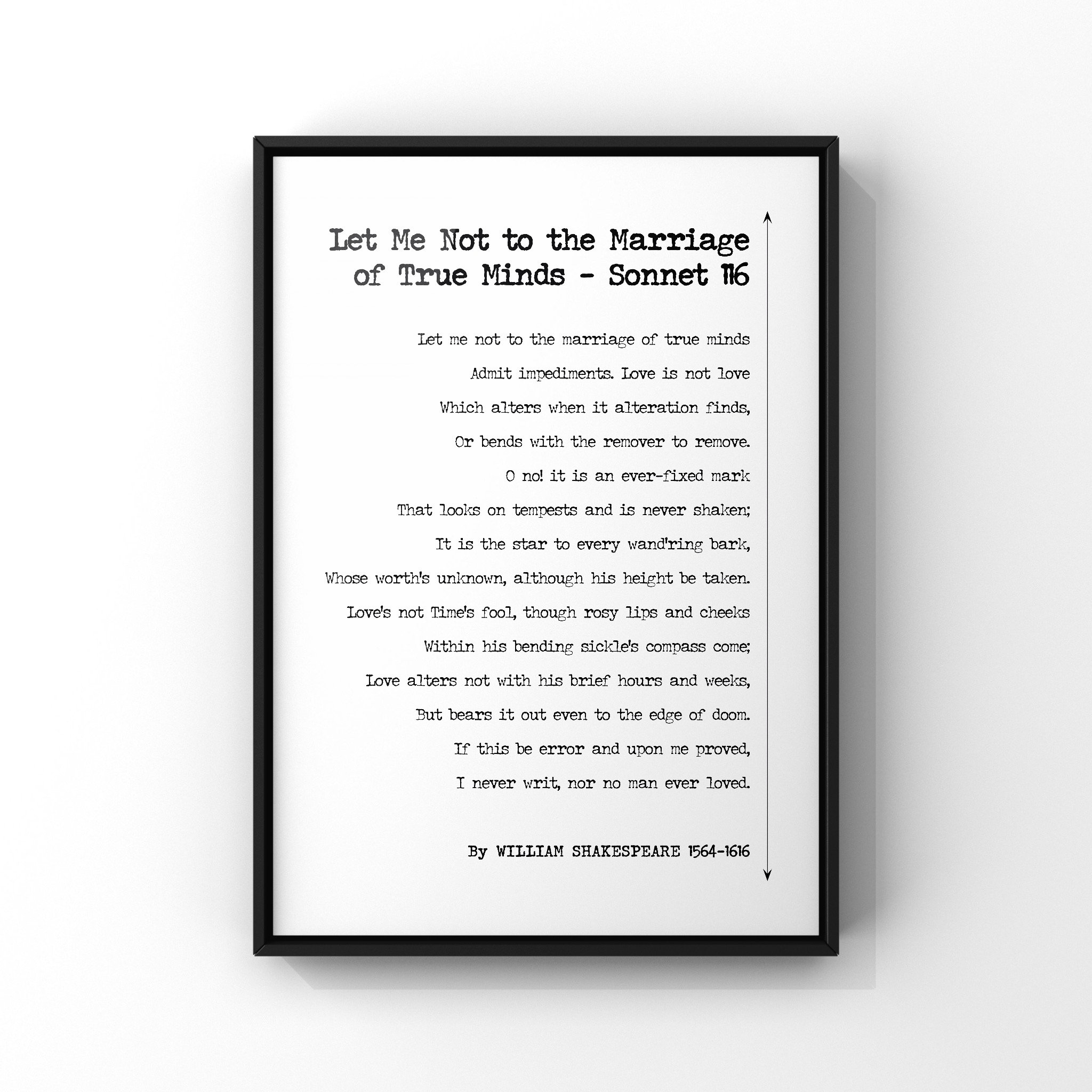 Sonnet 116 Let Me Not to the Marriage of True Minds by William | Etsy