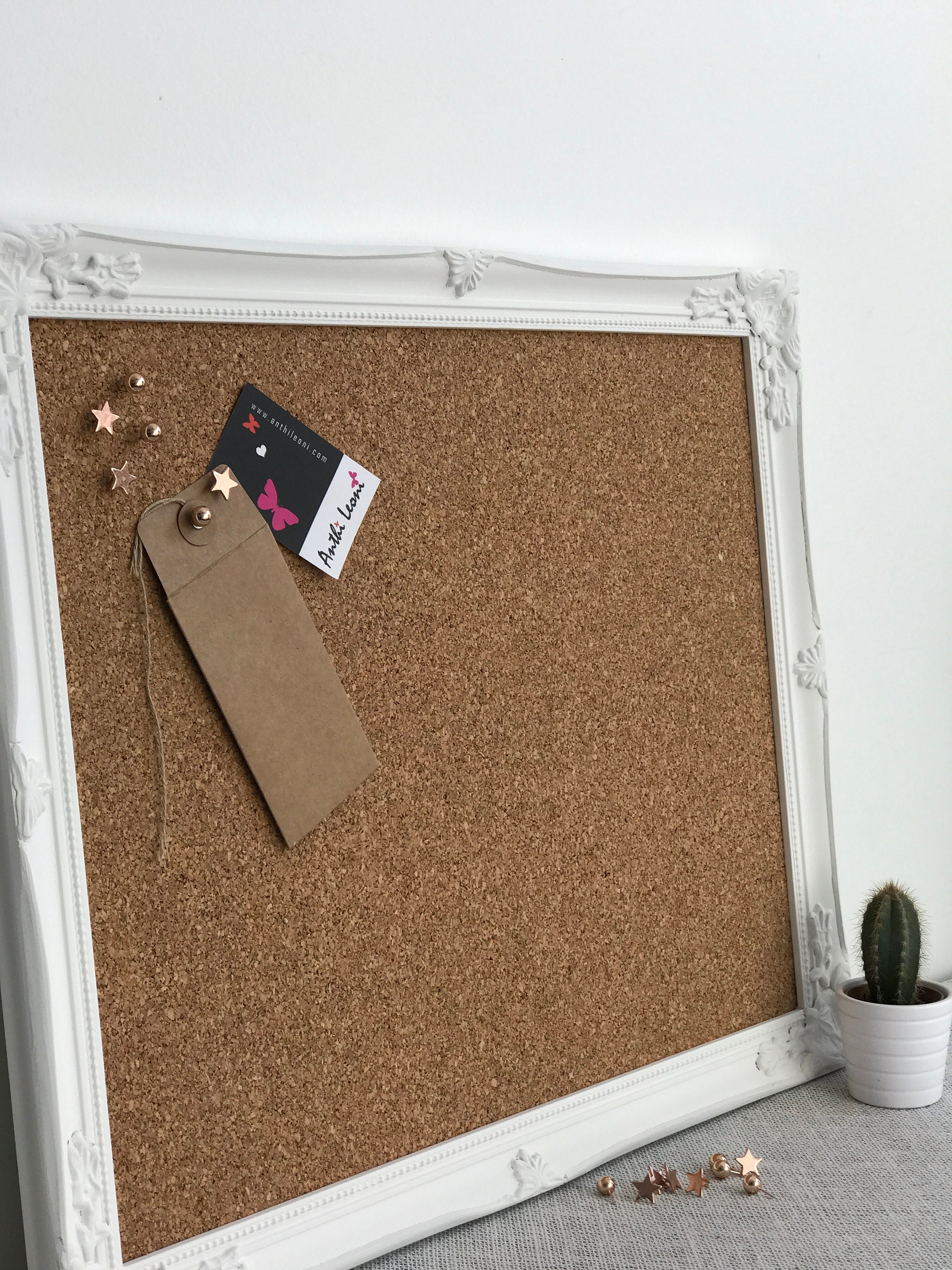 Framed Pin Board White Framed Corkboard White Ornate Etsy