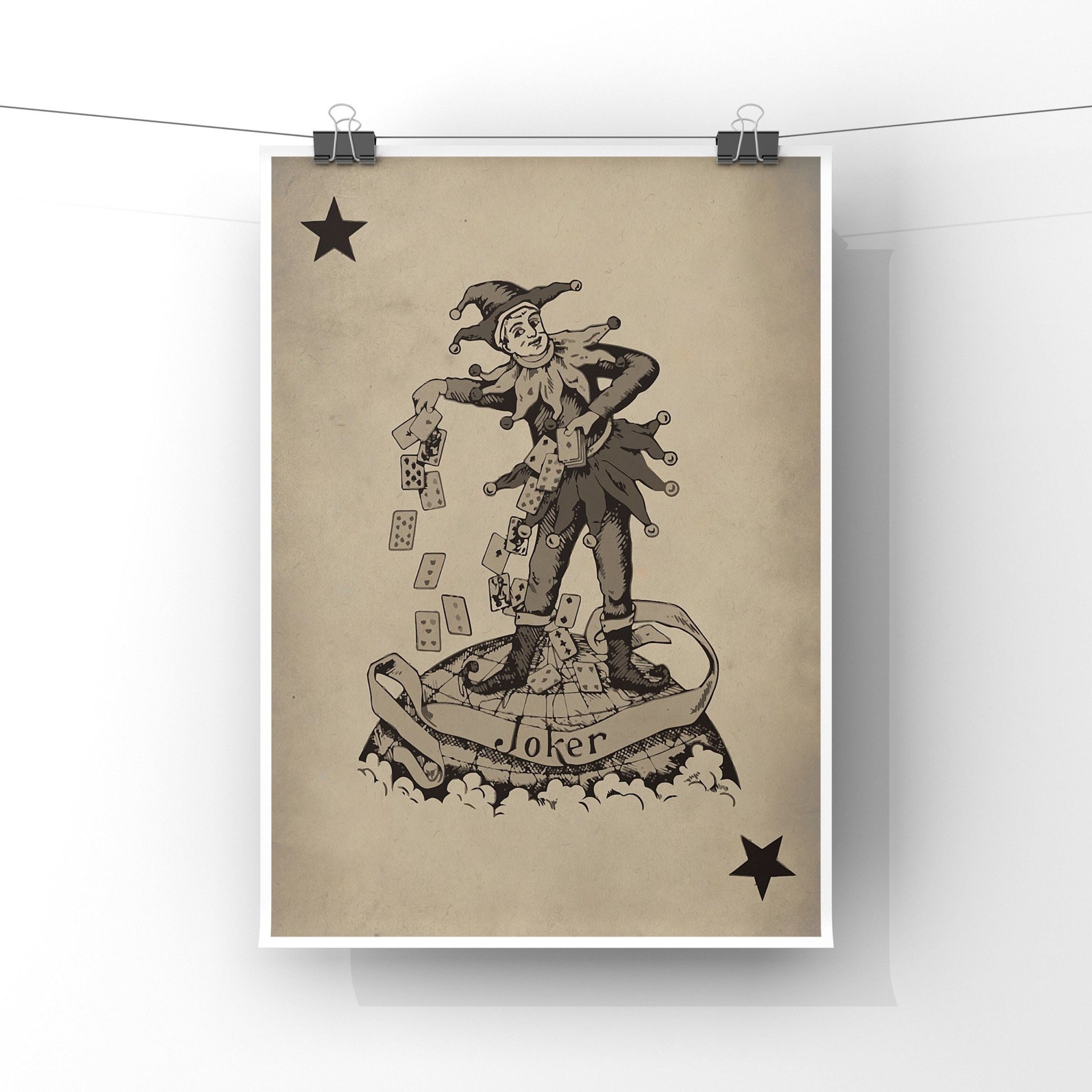 Black Joker Playing Card Poster Print Vintage Poker Cards - Etsy UK