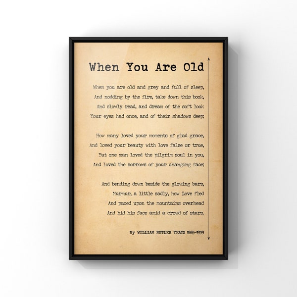 When You Are Old Poem Framed - Etsy