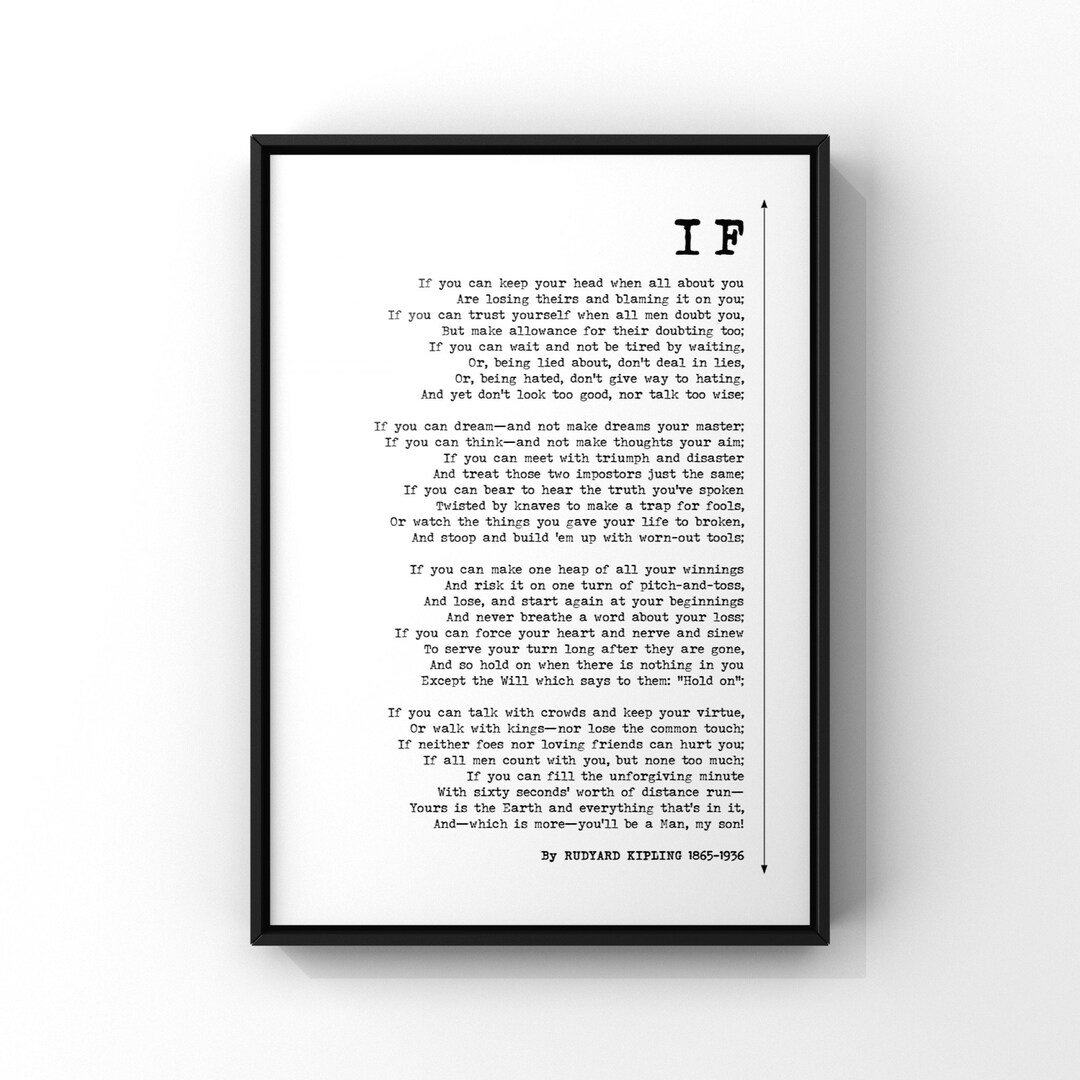 You'll Be A Man My Son Poster Print IF Poem Print by Rudyard Kipling ...