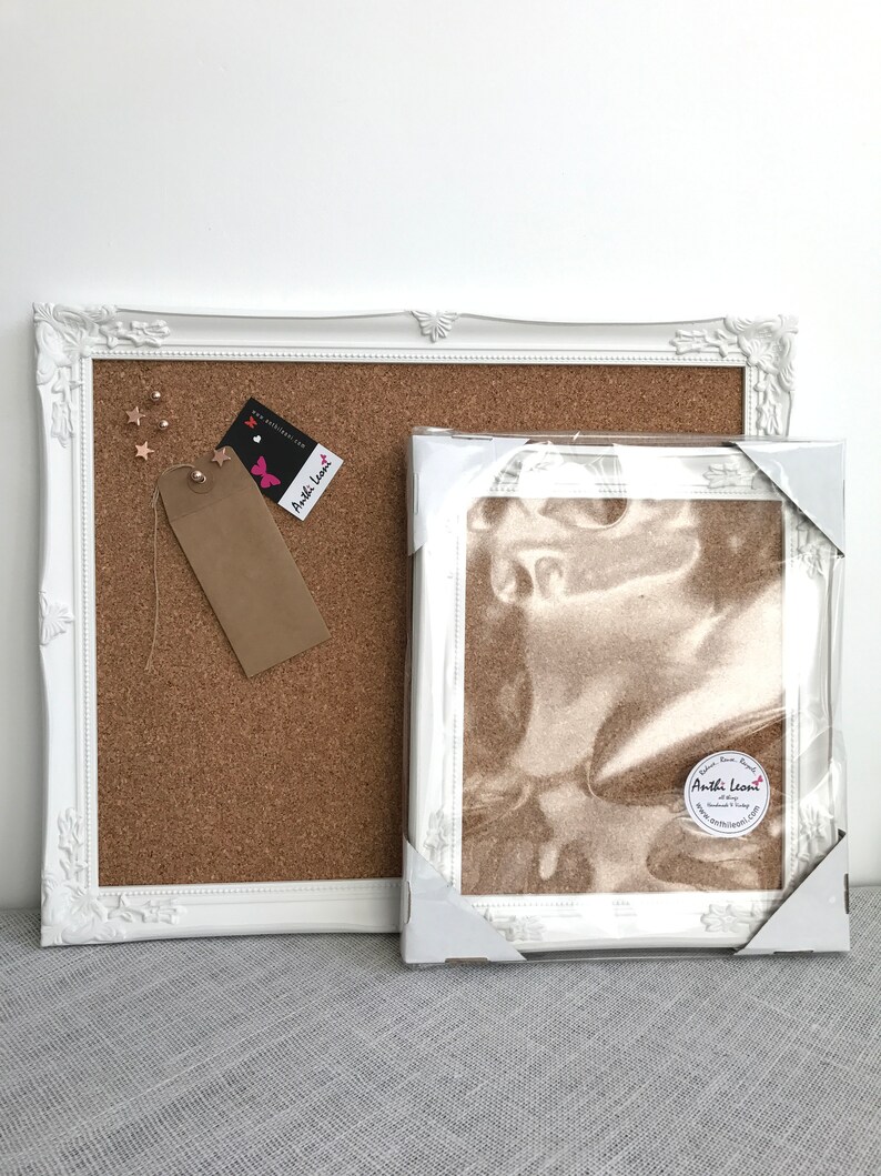 Framed Pin Board White Framed Corkboard White Ornate Etsy
