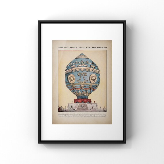 Blue Victorian Hot Air Balloon Print First Air Balloon - Etsy