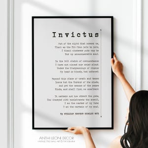 Invictus Poem Print by William Ernest Henley Poster Print | Invictus ...