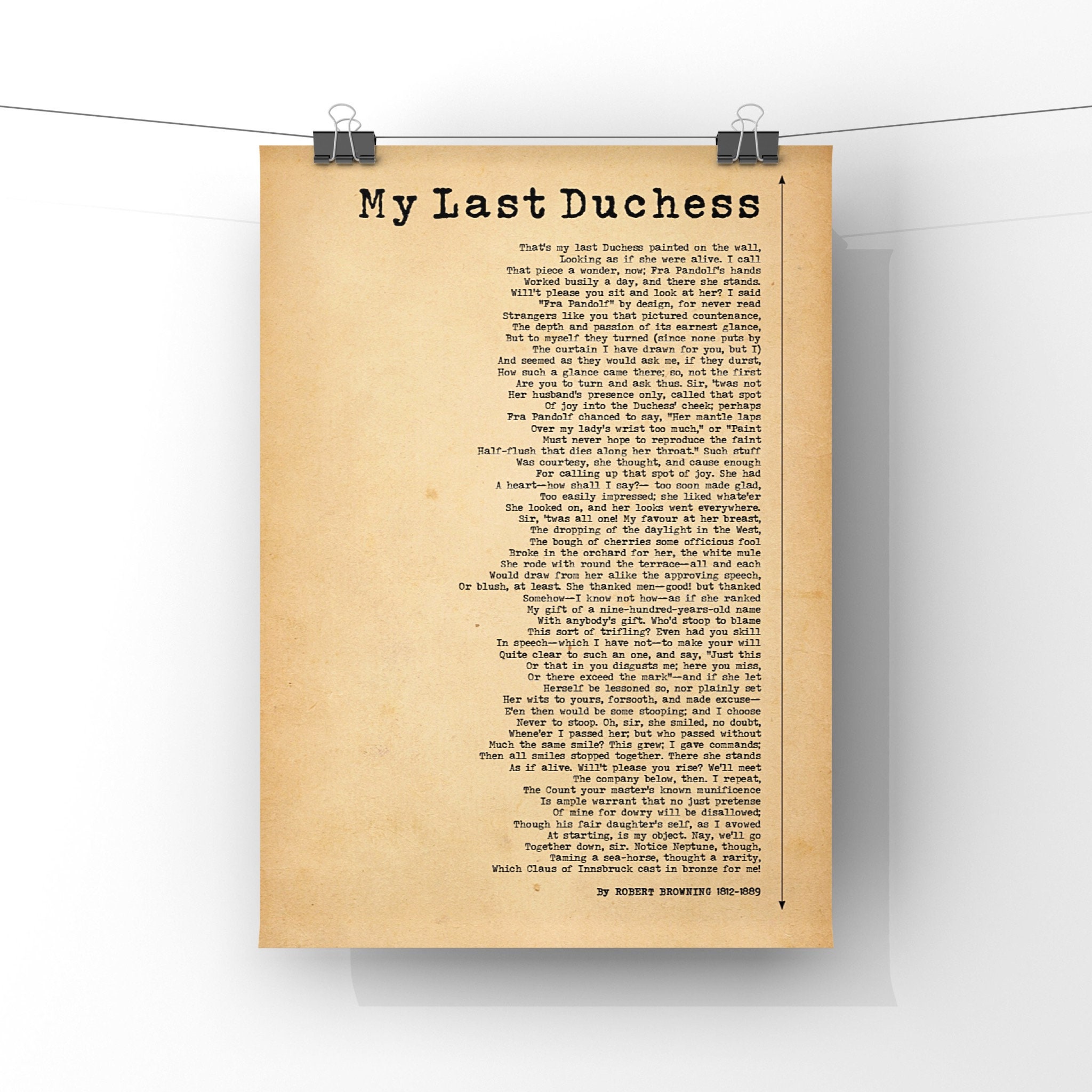 My Last Duchess Poem by Robert Browning Poster Print - Etsy UK