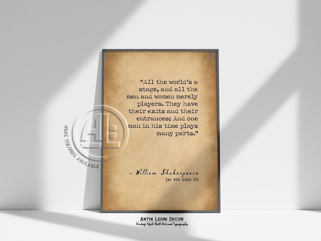 All the Worlds A Stage Poem Quote Poster Print William - Etsy