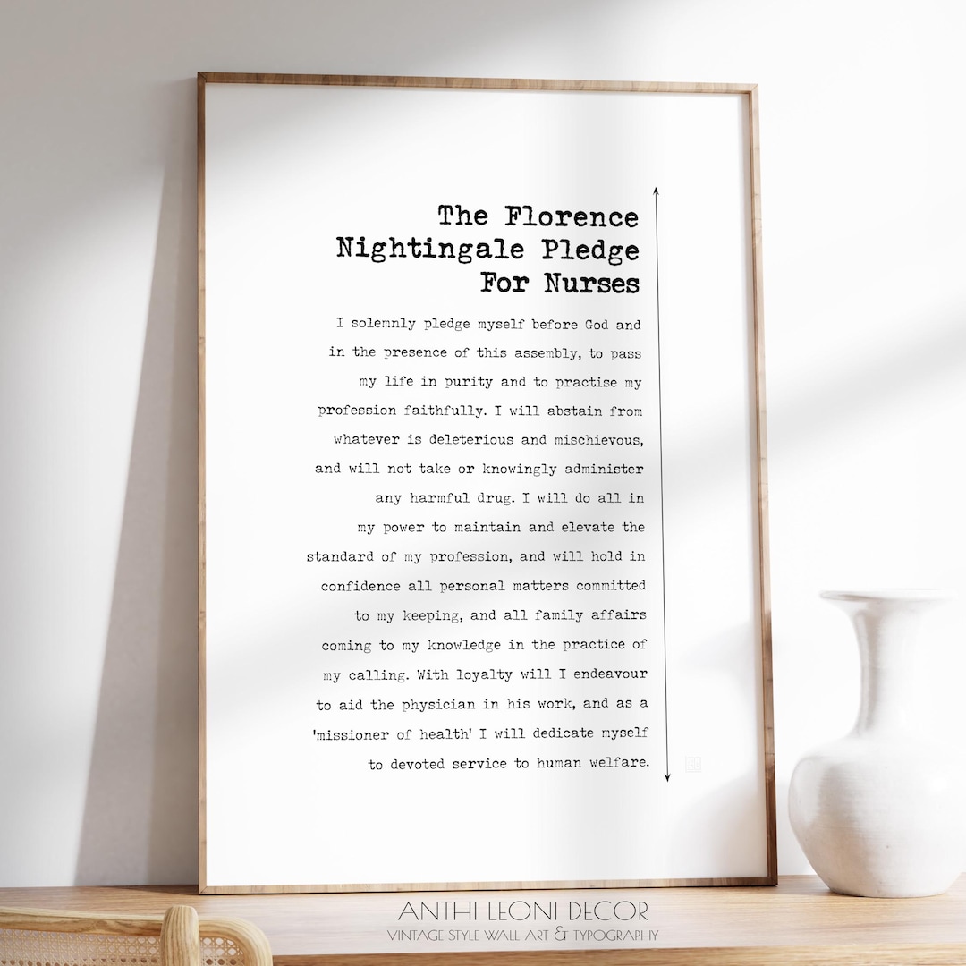 Florence Nightingale Pledge Print - Vintage Nurse Graduation Gift - Etsy