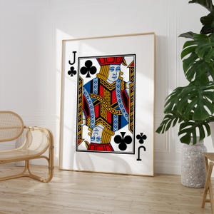 Jack of Clubs Playing Card Poster Print, Black Jack Playing Card, Card ...
