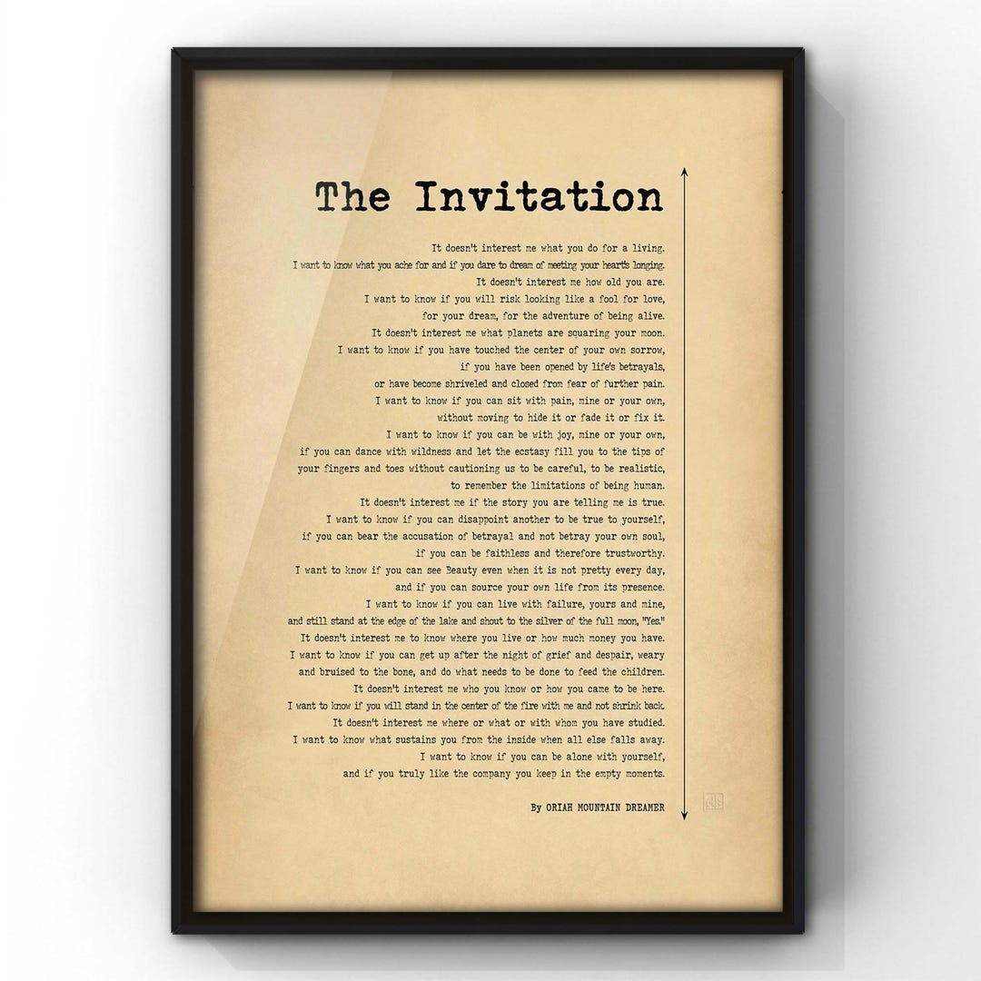The Invitation Poem Poster Print by Oriah Mountain Dreamer | Love Poem ...