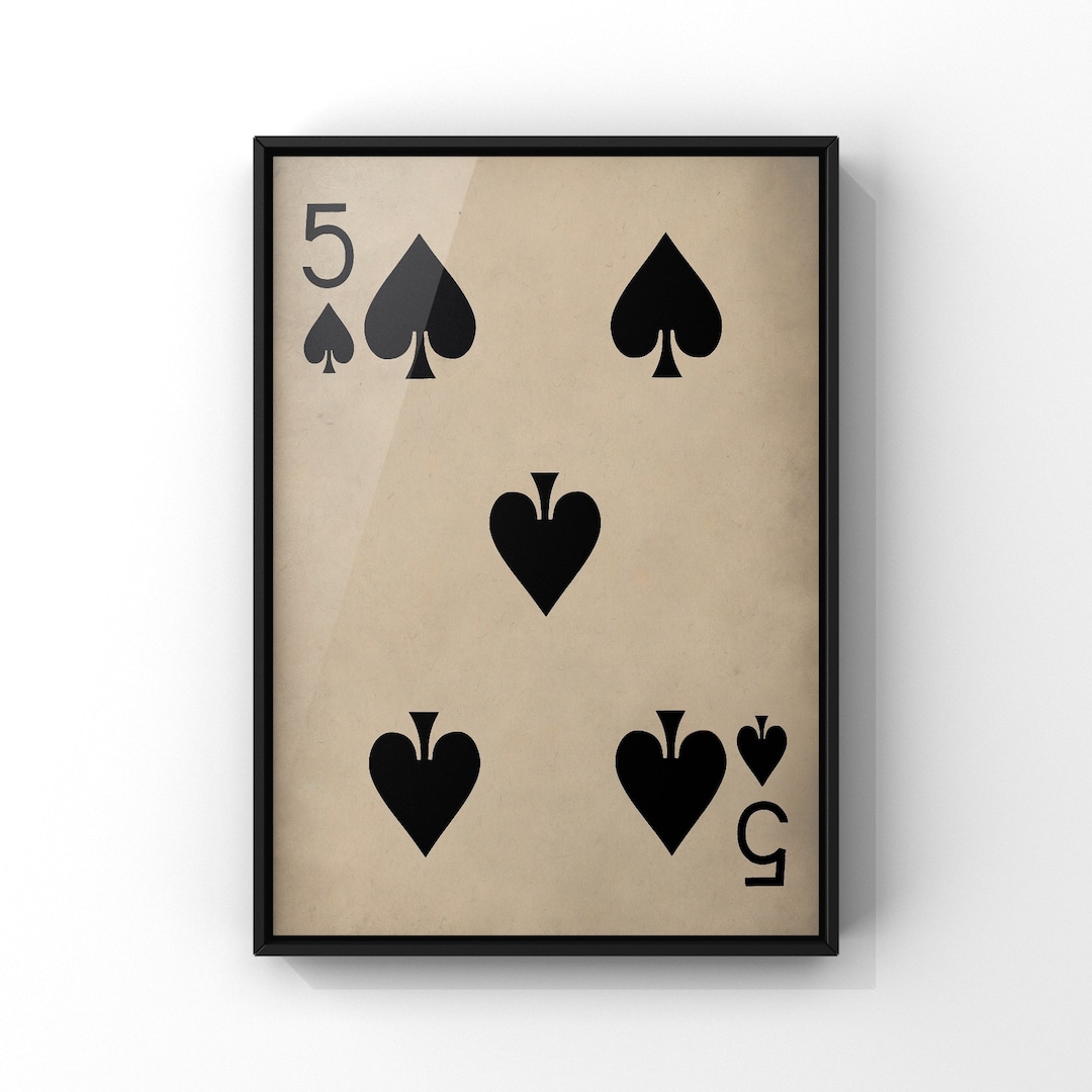 Five of Spades Poster Print Vintage Playing Cards Wall Art - Etsy