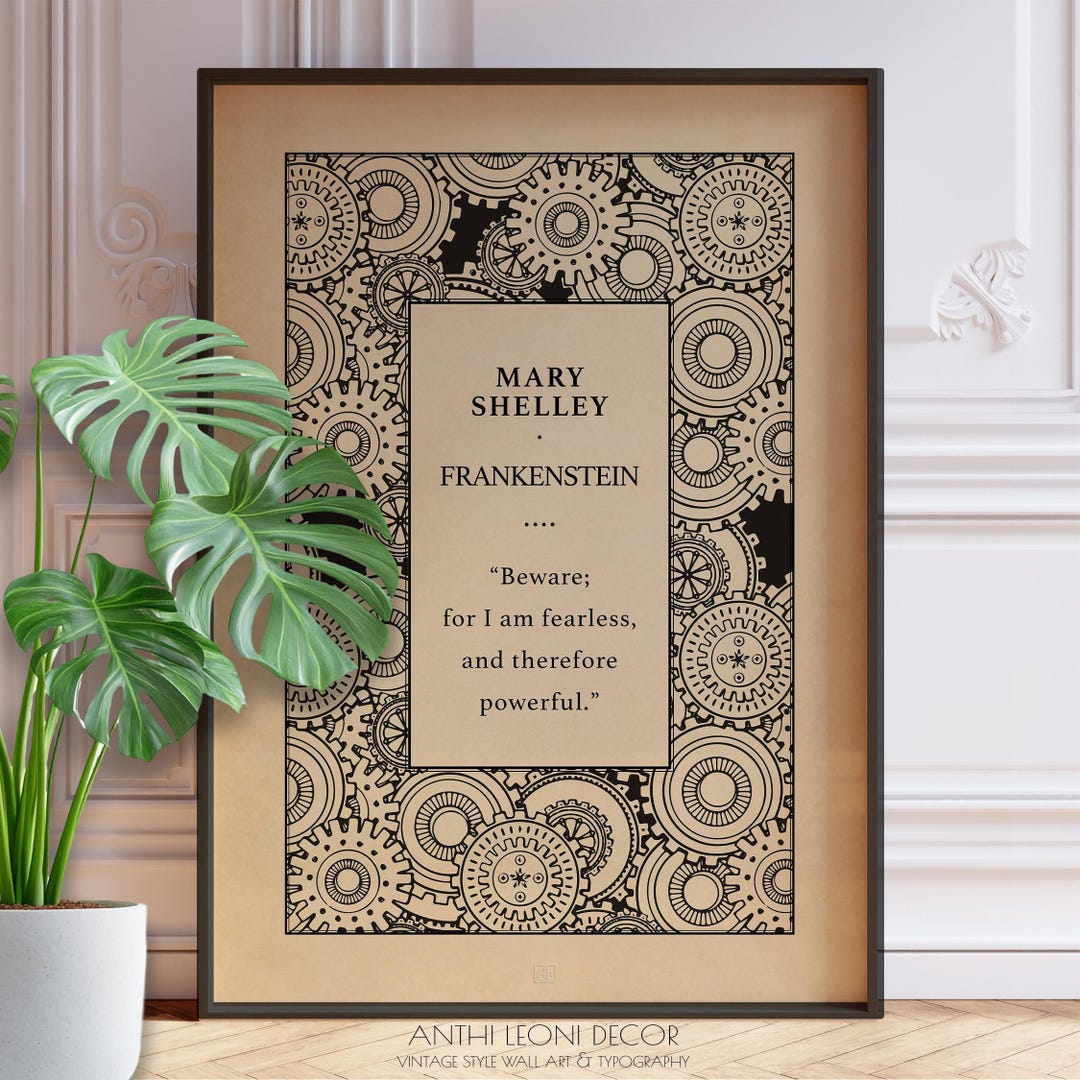 Frankenstein Book Cover Poster - Mary Shelley Wall Art Print, Gothic ...