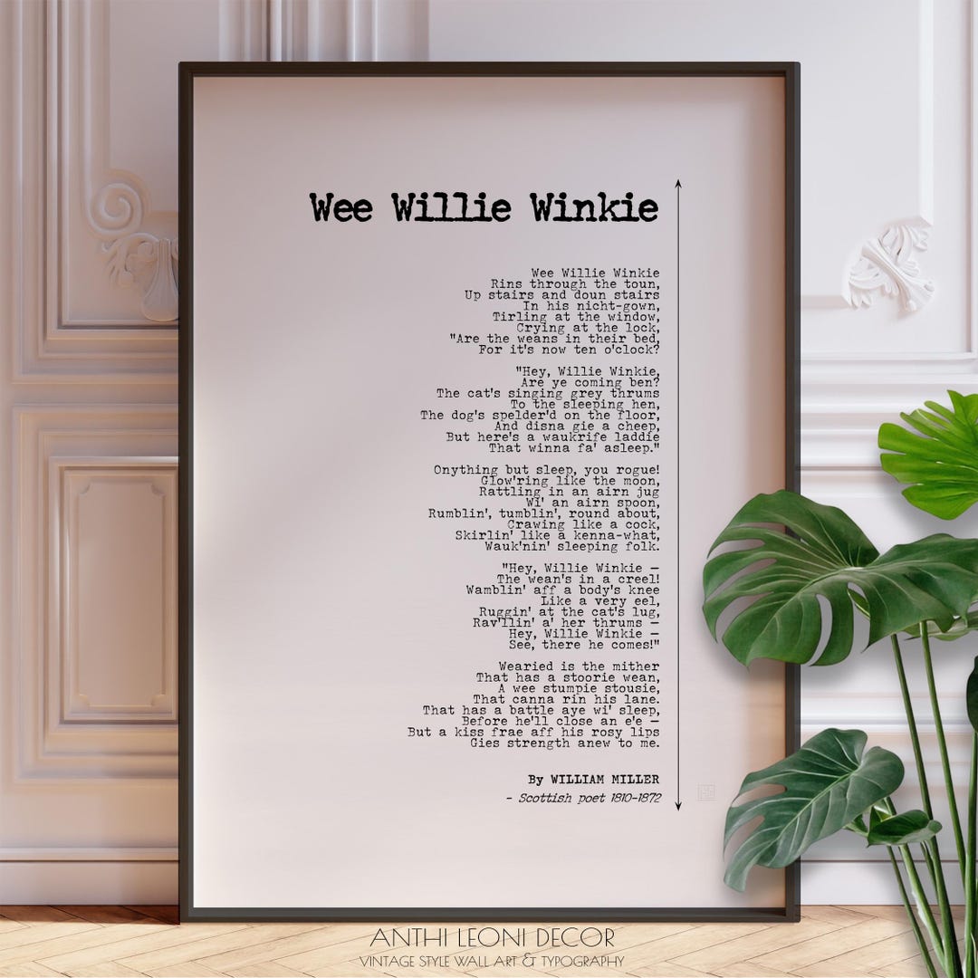 Wee Willie Winkie Poem by William Miller | Nursery Rhyme Wall Art ...