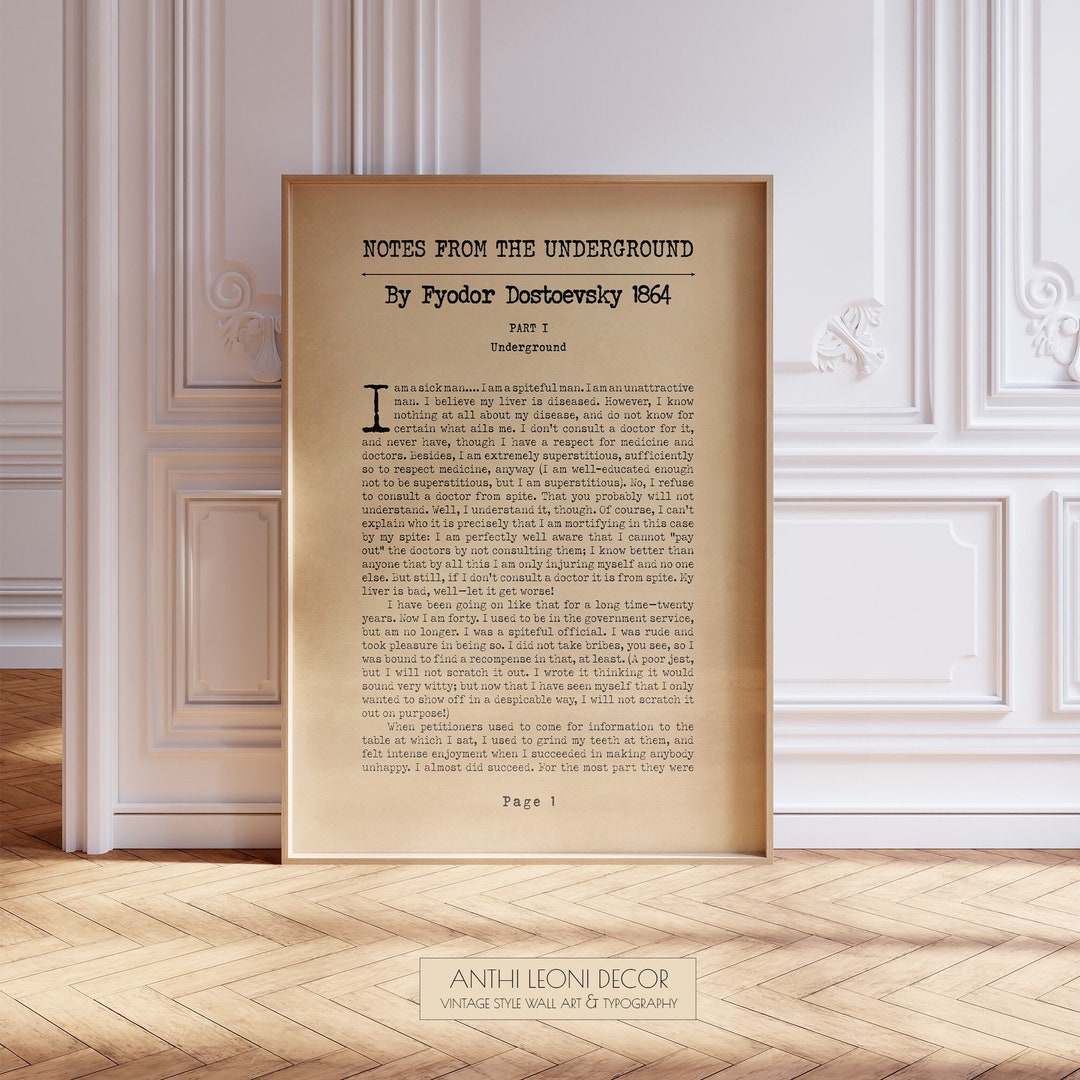 Notes From The Untergrund Von Fjodor Dostojewski Roman Page Poster ...