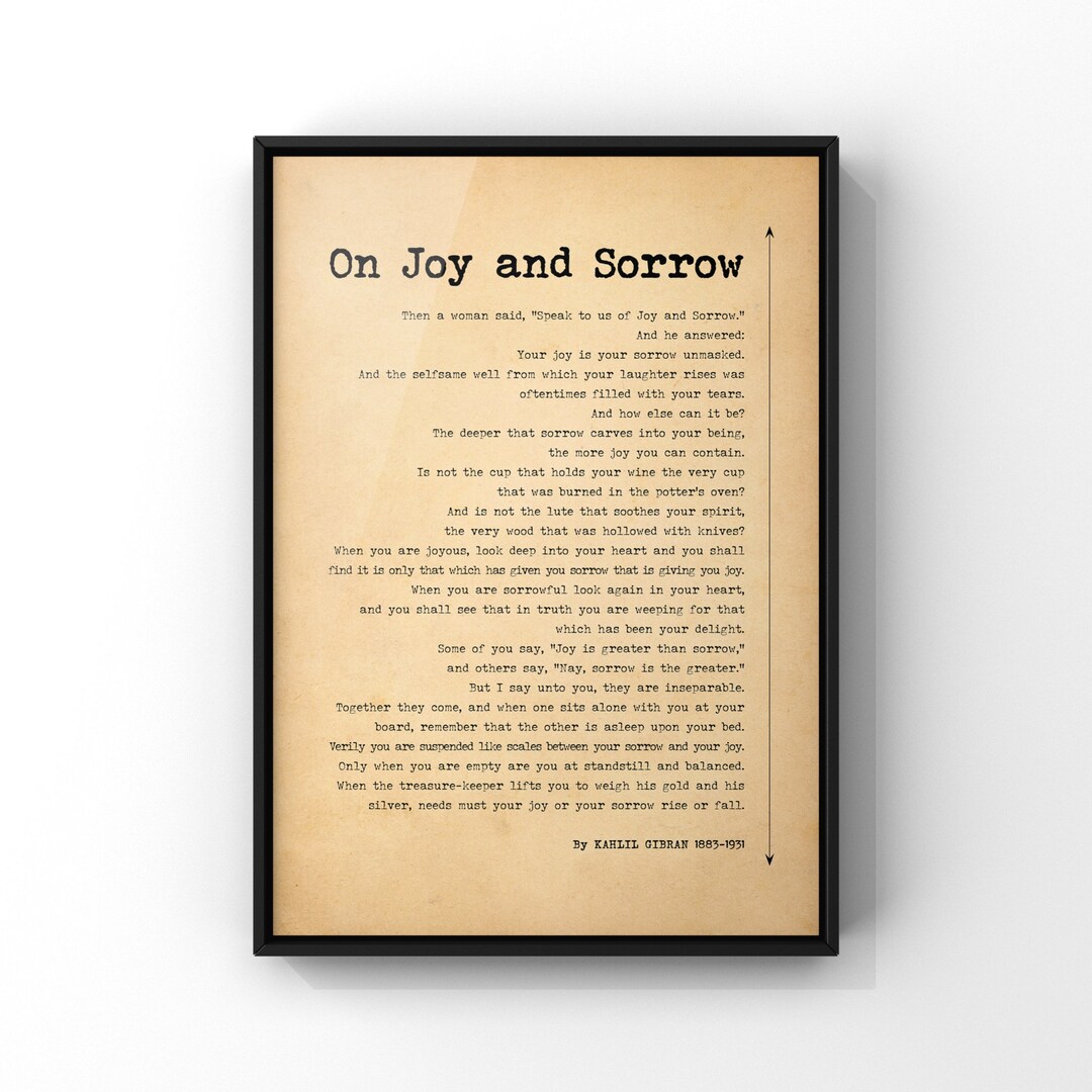 On Joy and Sorrow Poem by Kahlil Gibran Poetry Poster Print Uplifting ...