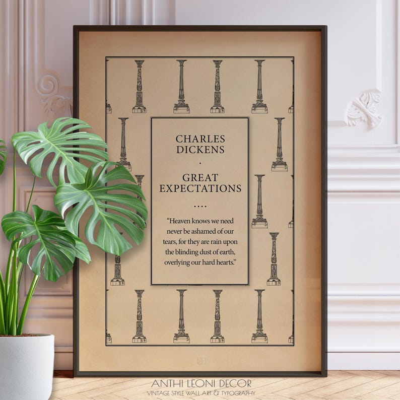 Great Expectations Poster - Dickens Quote Wall Art, Emotional Vintage ...