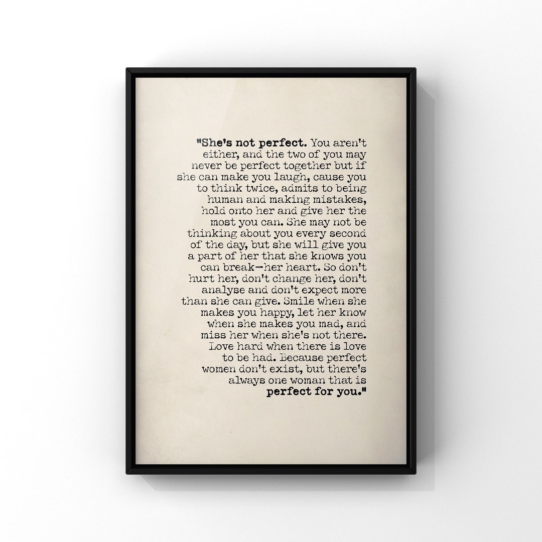 She's Not Perfect Love Quote Print | Romantic Poetry | Girlfriend Gift ...