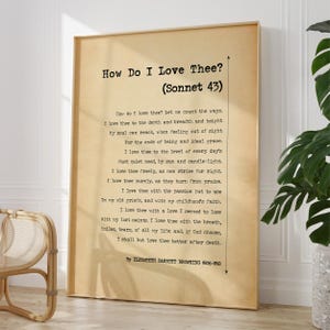 How Do I Love Thee Sonnet 43 by Elizabeth Browning Poster Print ...