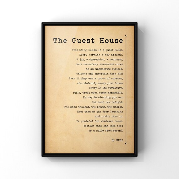 The Guest House Poem by Rumi Poster Print A Poem for the | Etsy