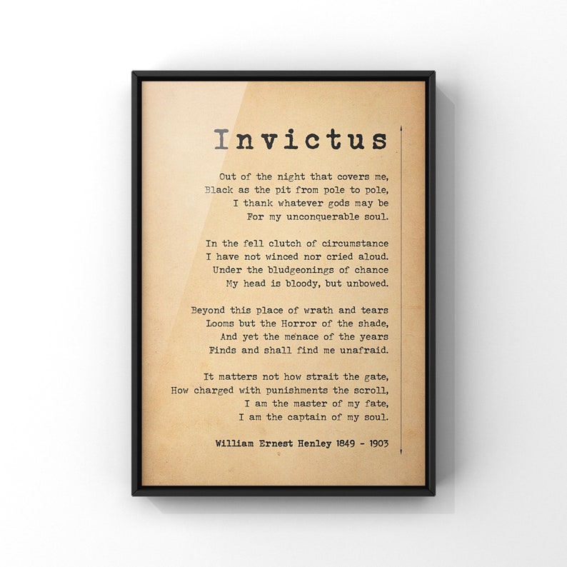 Invictus Invictus Poem by William Ernest Henley Poster Print | Etsy