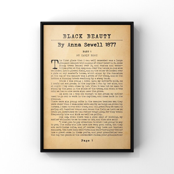 Black Beauty Print - Etsy
