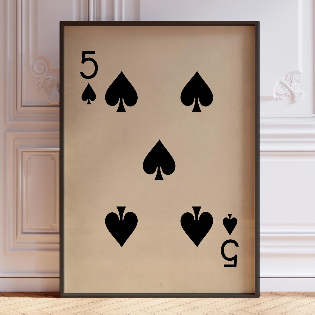 Five of Spades Poster Print, Vintage Playing Cards Wall Art Print ...