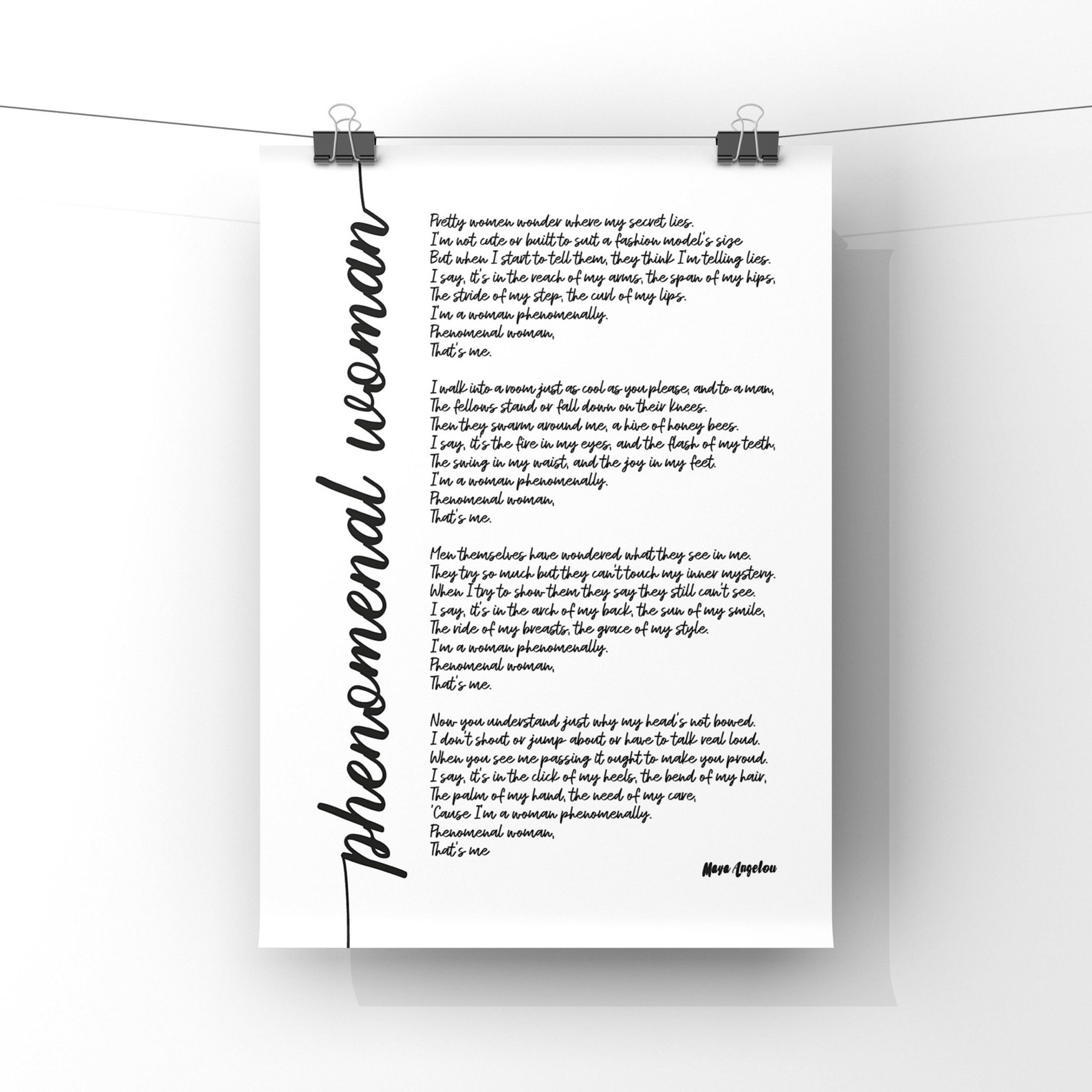 Phenomenal Woman Poem by Maya Angelou Poster Print UNFRAMED - Etsy