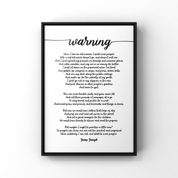 Warning Poem Print in Script Font by Jenny Joseph When I Grow - Etsy
