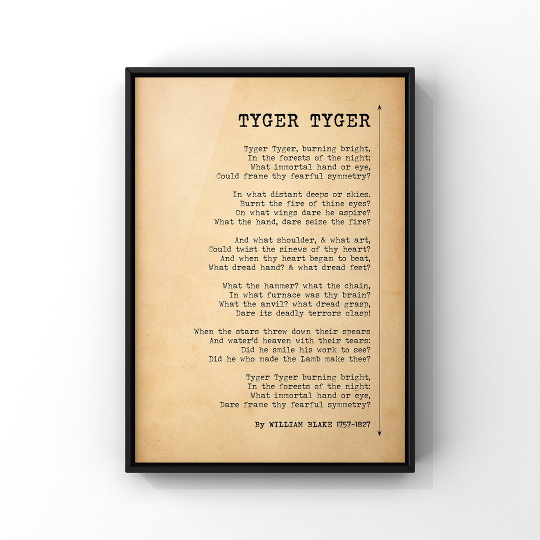 Tyger Tyger by William Blake | Tyger Tyger Poem Poster Print | Blake ...