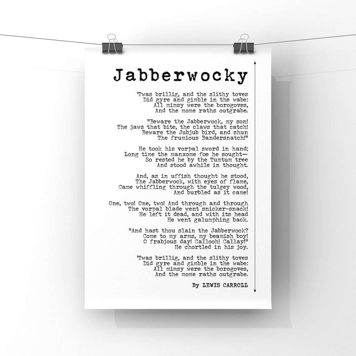 Lewis Carroll's Jabberwocky Nonsense Poem Verse Print - Etsy