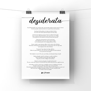 Go Placidly Poem | Desiderata Poem Print in Script Font by Max Ehrmann ...