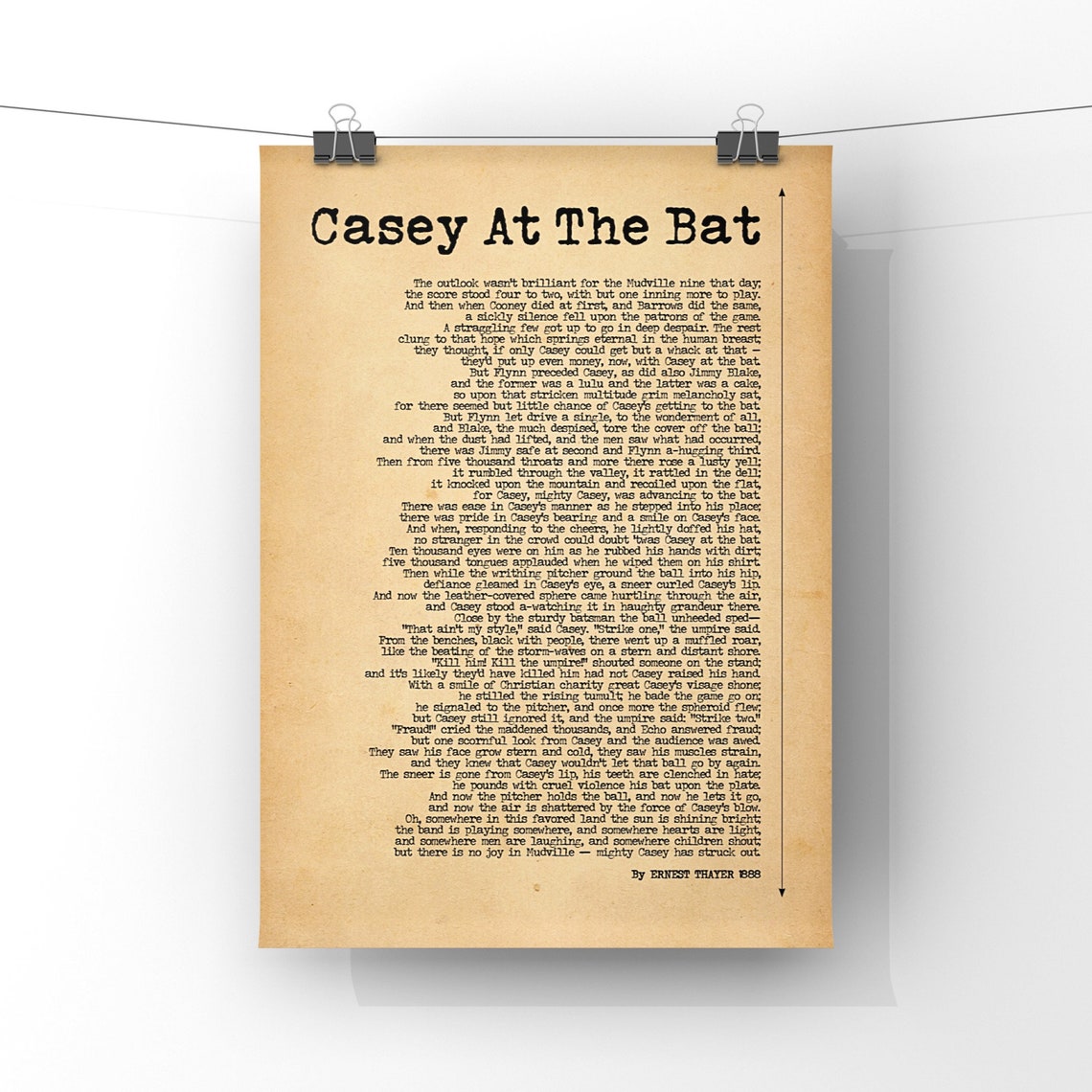 Casey at the Bat Poem by Ernest Thayer 1888 Poster Baseball - Etsy UK