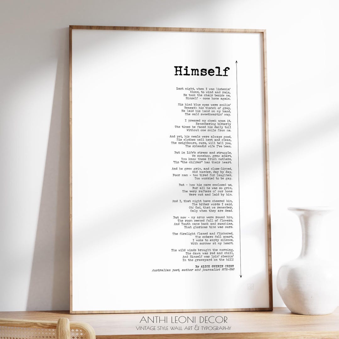 Alice Guerin Crist Poem Print - Irish Grief Poetry Wall Art, Framed or ...
