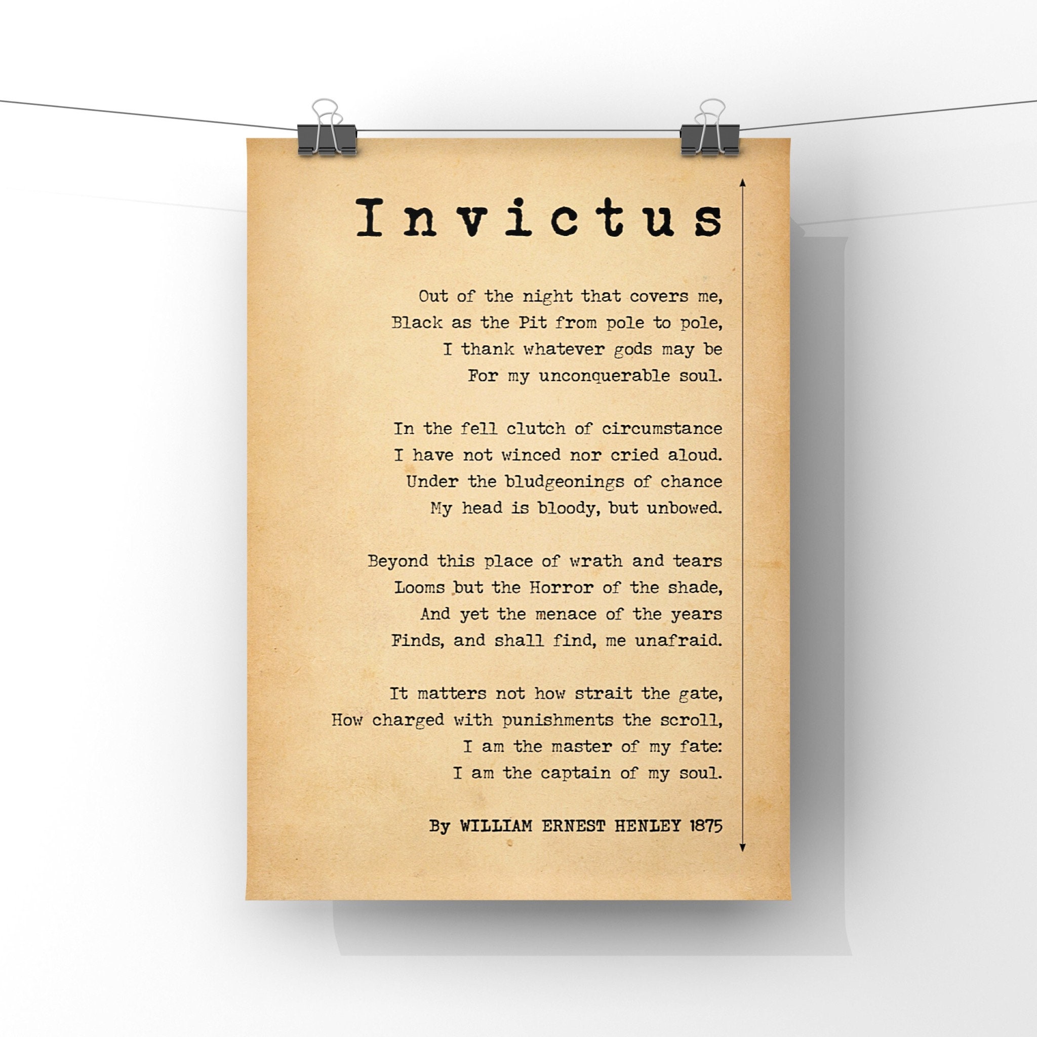 Invictus Invictus Poem by William Ernest Henley Poster Print | Etsy UK