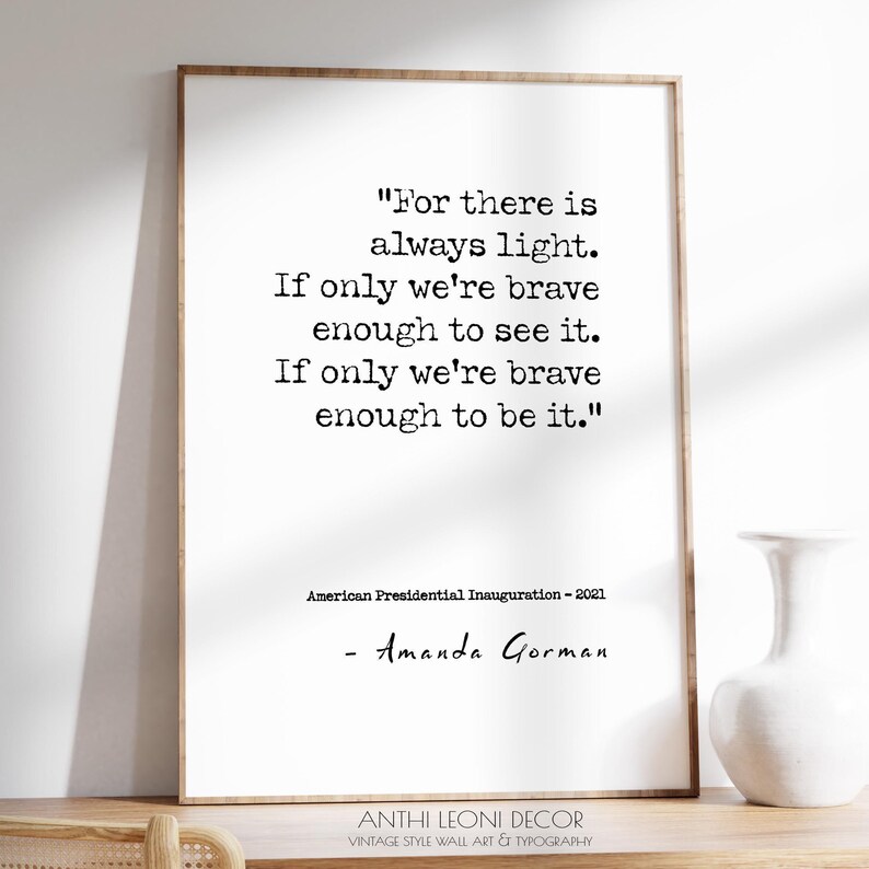 Amanda Gorman Poem Print - "for There is Always Light" Wall Decor - Etsy