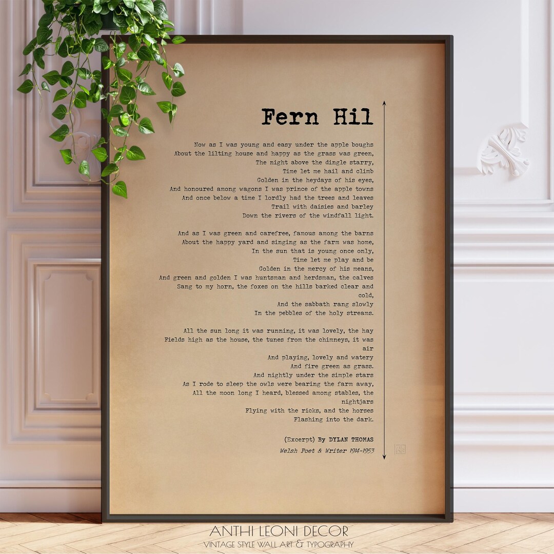 Fern Hill (excerpt) Poem Print - Dylan Thomas Welsh Poster, Vintage ...