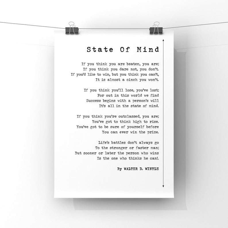 State of Mind Poem by Walter D Wintle Poster Print It's | Etsy