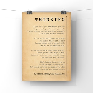 Thinking Poem by Walter D Wintle Unity Magazine Version Poster Print ...