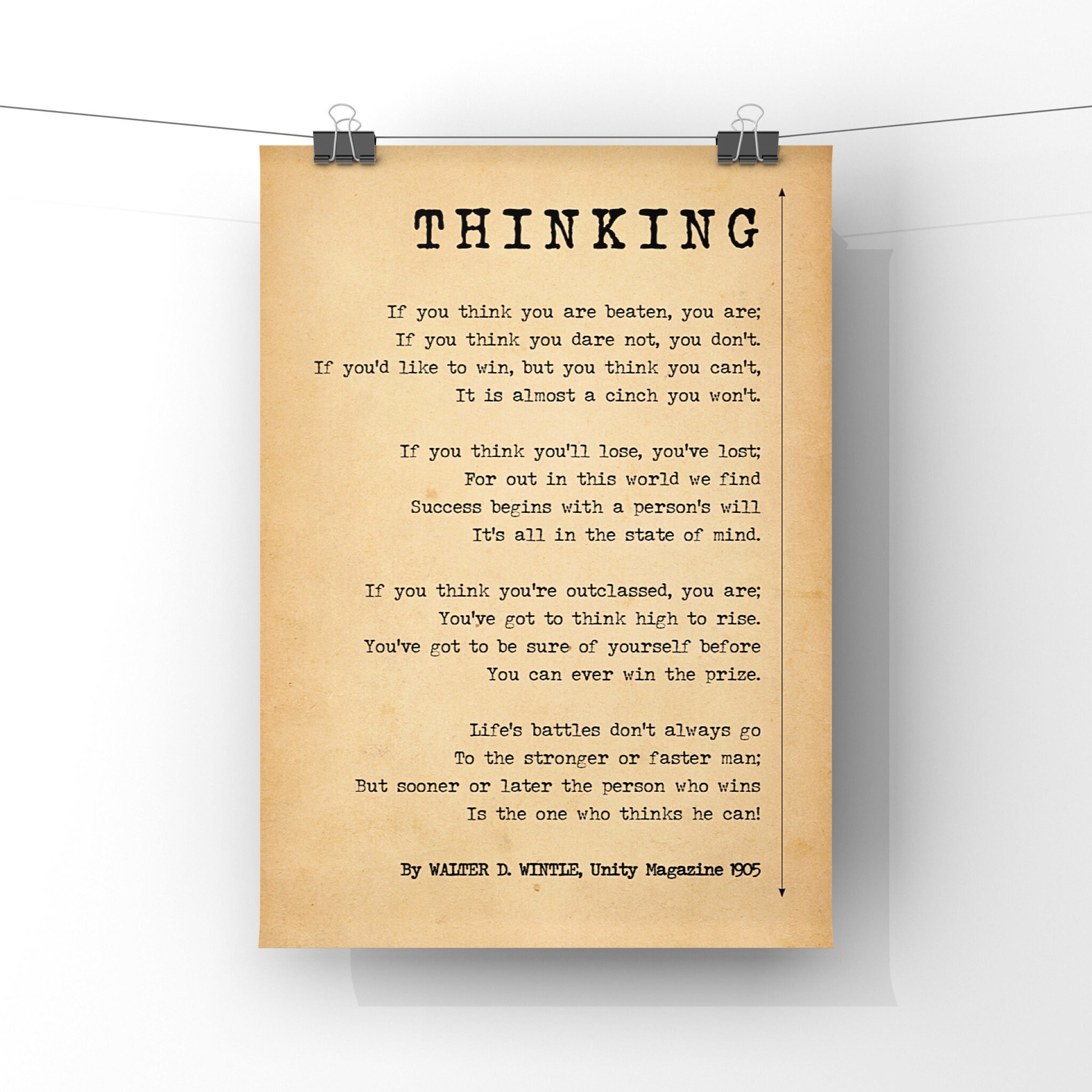 Thinking Poem by Walter D Wintle Unity Magazine Poster Print - Etsy Canada