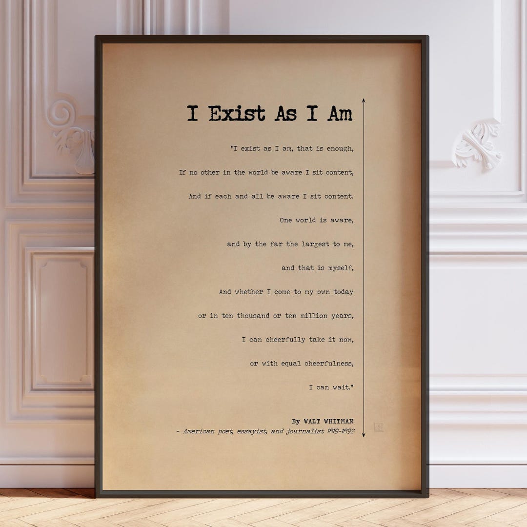 Walt Whitman Poem Print - "i Exist as I Am" Quote - Etsy