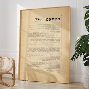 Poetry Wall Art - the Raven by Edgar Allan Poe, Vintage Abridged Print ...