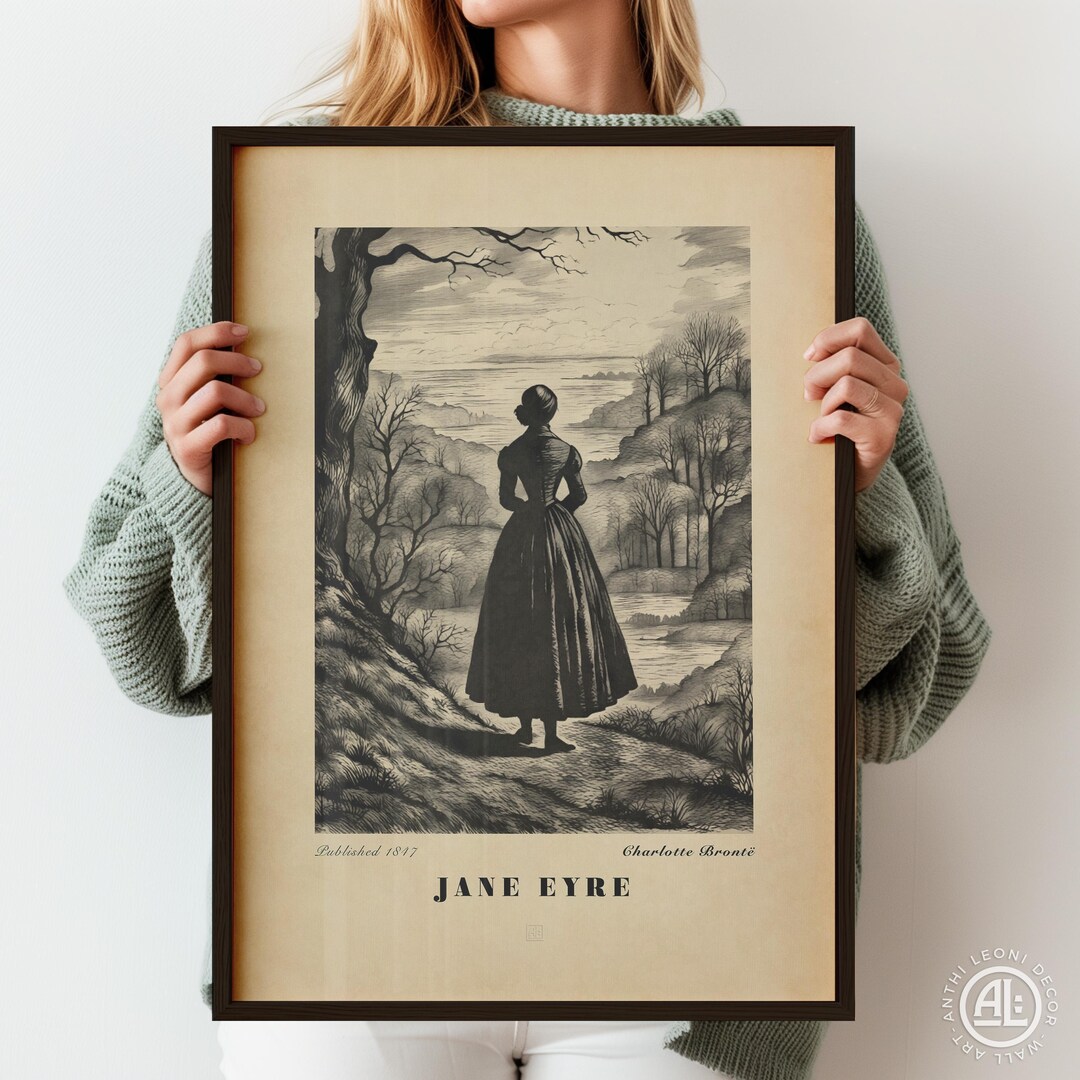 Jane Eyre Gothic Wall Art Vintage Paper Print - Literary Illustration ...