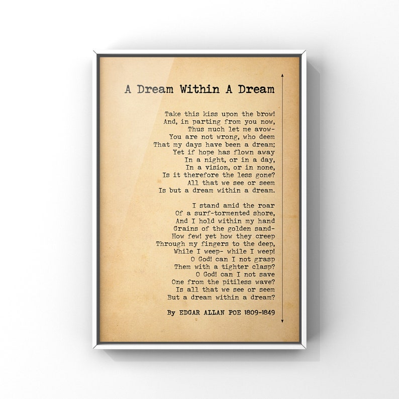 A Dream Within A Dream by Edgar Allan Poe Poster Print | Etsy